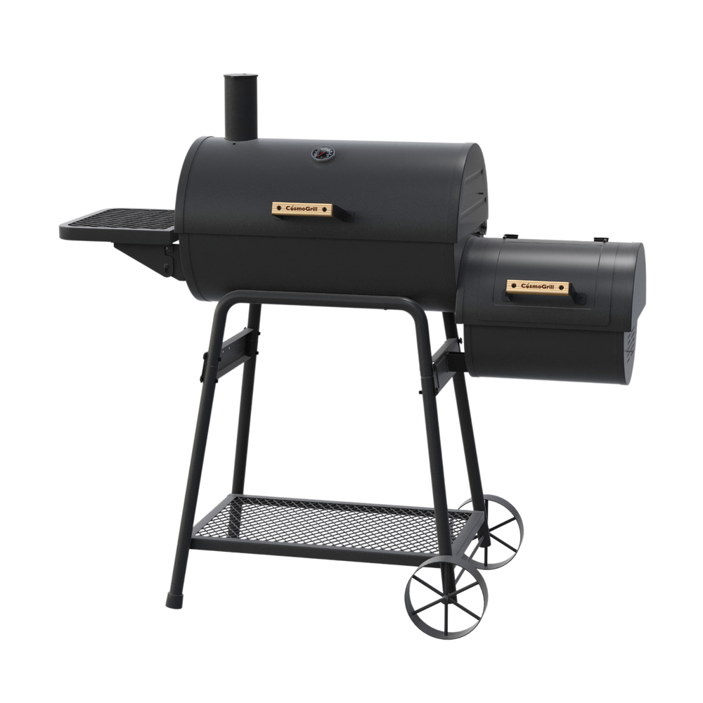 Large Oil Drum BBQ with Offset Smoker | Cinder Charcoal Barbecue