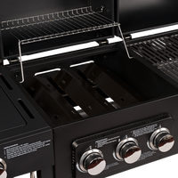 CosmoGrill Duo Dual Fuel BBQ, Gas & Charcoal Hybrid Grill, Side burner