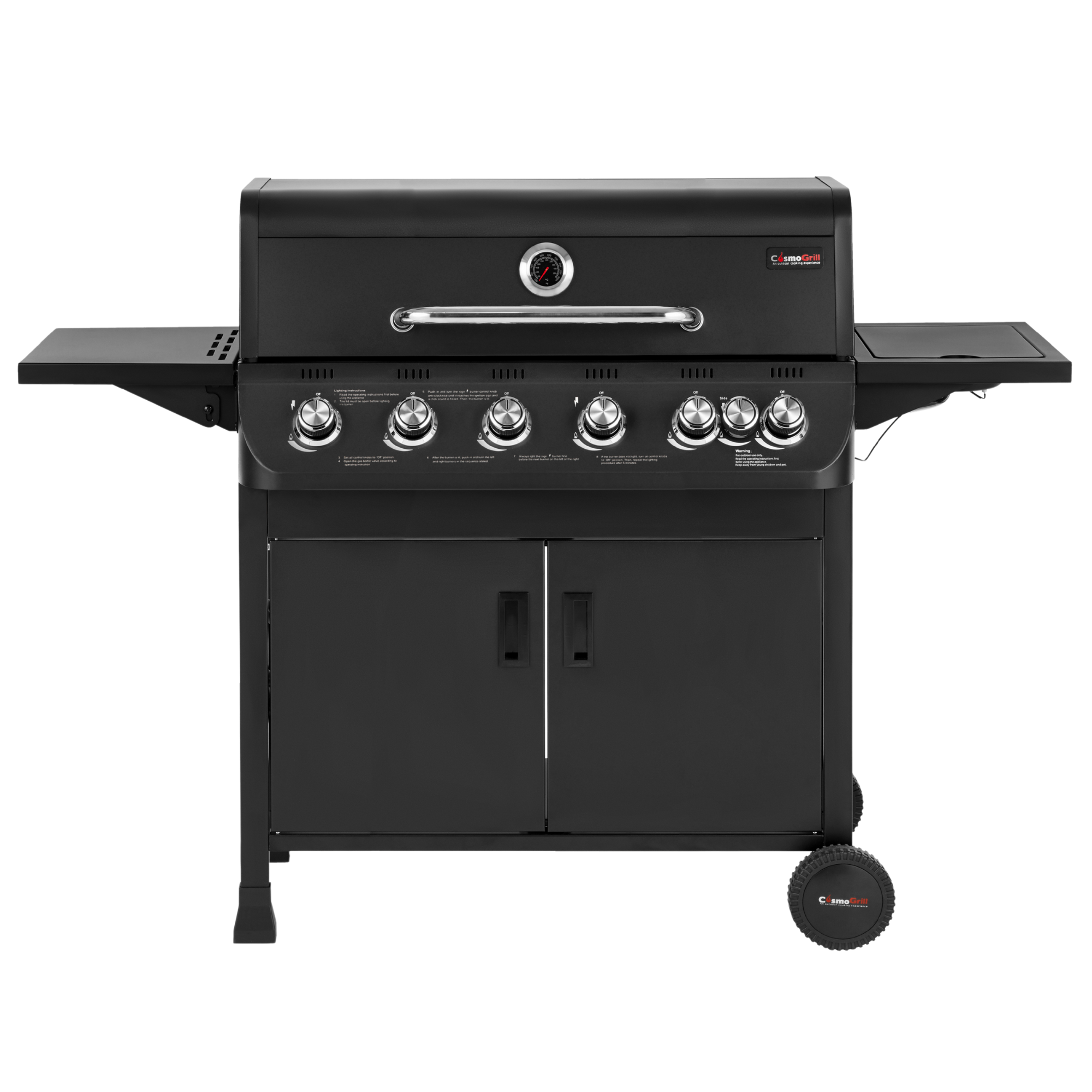 CosmoGrill Emberr 6+1 Gas BBQ | 6 Burner Large Grill with Side Burner