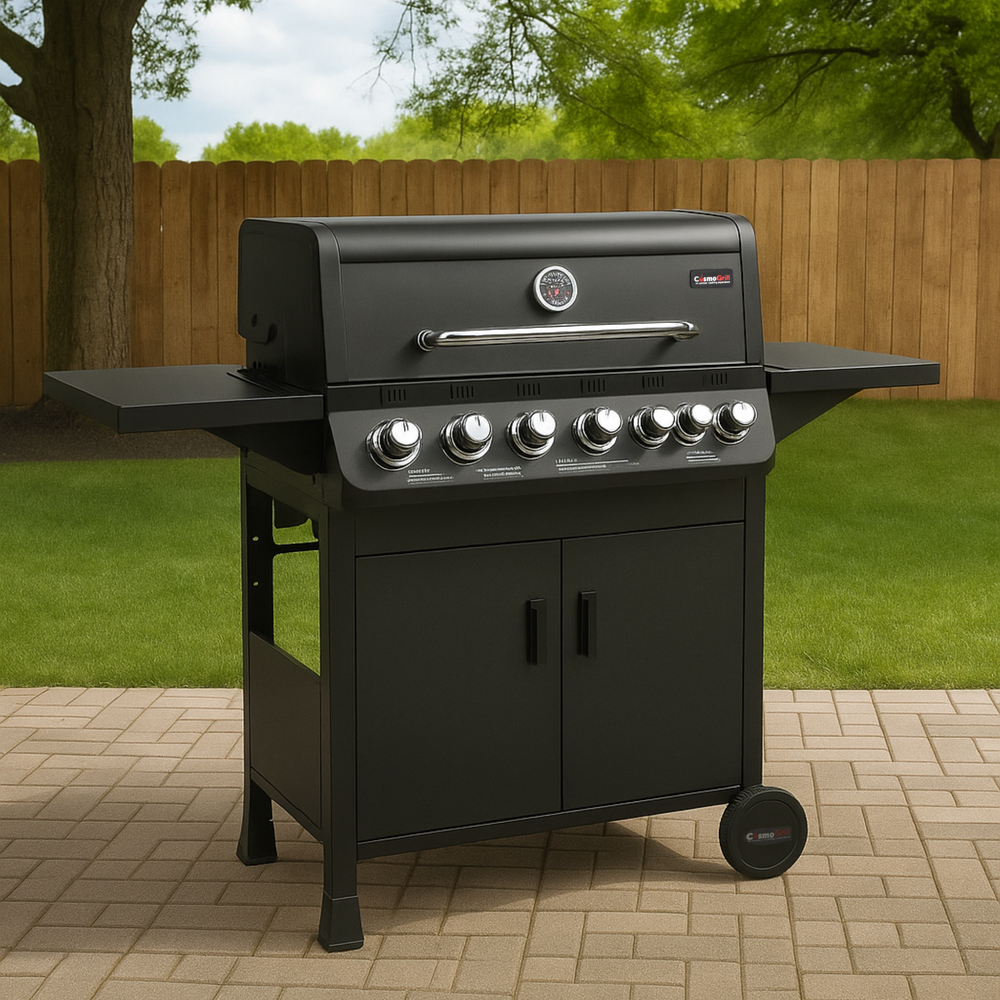 CosmoGrill Emberr 6+1 Gas BBQ | 6 Burner Large Grill with Side Burner