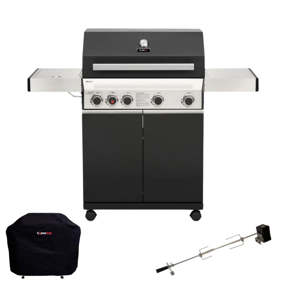 4 Burner Gas BBQ with Accessories Combo Set | Premium Black 4+1 Gas BBQ