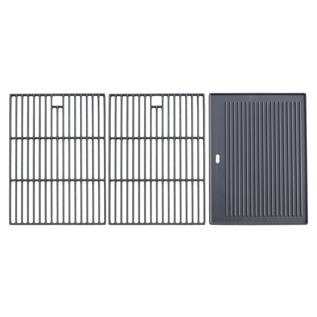 Cast Iron Reversible Griddle and Grill Grate Set for 6 Burner Gas BBQs