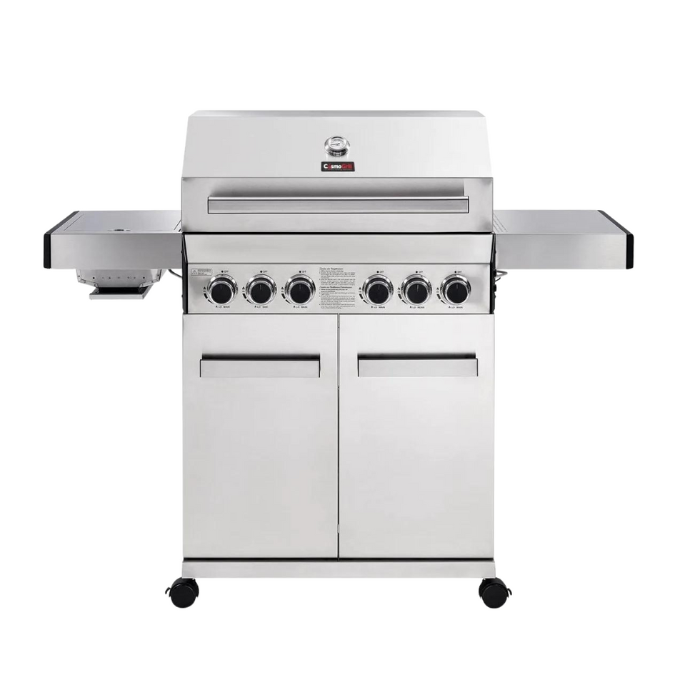 CosmoGrill Duo Dual Fuel BBQ, Gas & Charcoal Hybrid Grill, Side burner