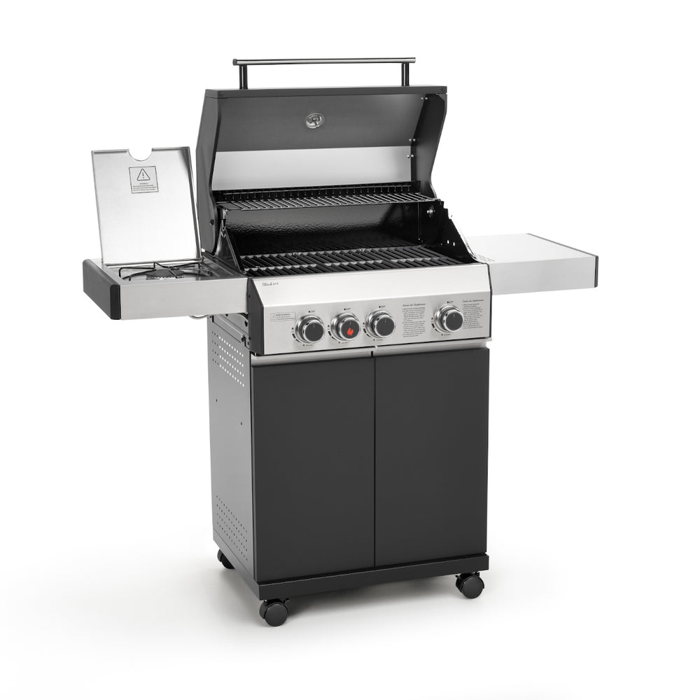 3 Burner BBQ Gas | CosmoGrill Premium Black 3+1 Gas BBQ